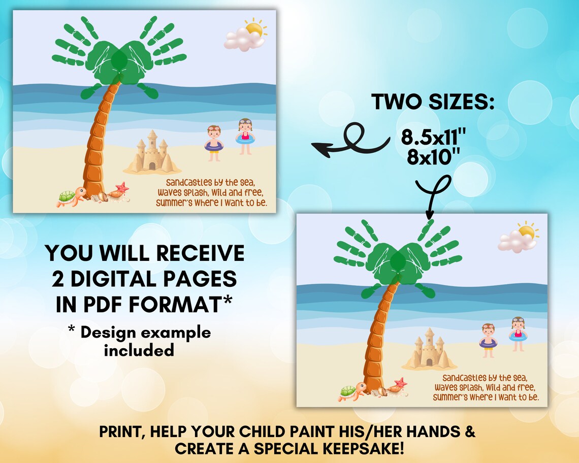 Summer Handprint Craft, Beach Handprint Craft, Summer Handprint Art ...