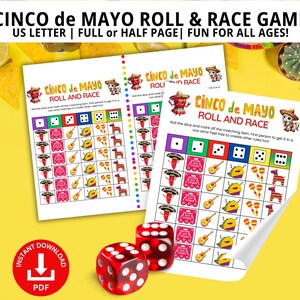 Cinco De Mayo Roll and Race Game, Cinco De Mayo Games, Mexican Dice ...
