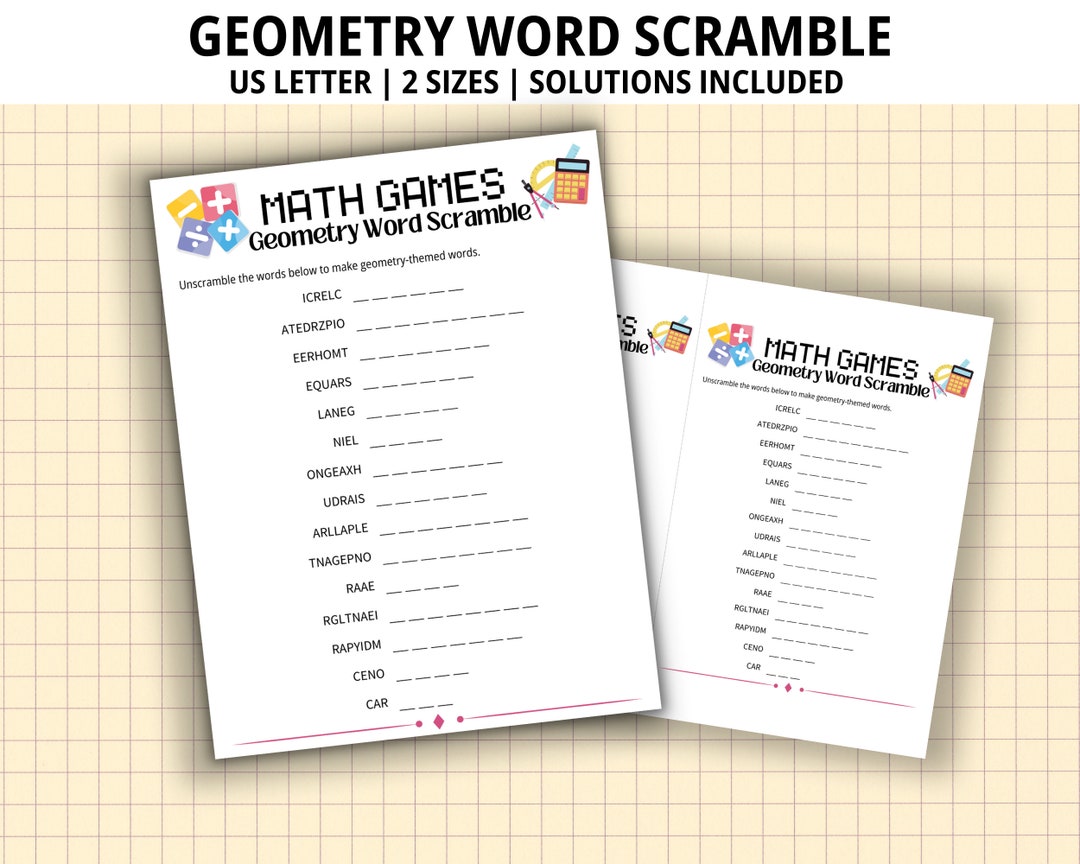 Geometry Word Scramble, Geometry Game, Math Games, Math Teacher, Math ...