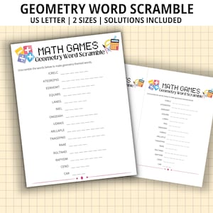 Geometry Word Scramble, Geometry Game, Math Games, Math Teacher, Math ...