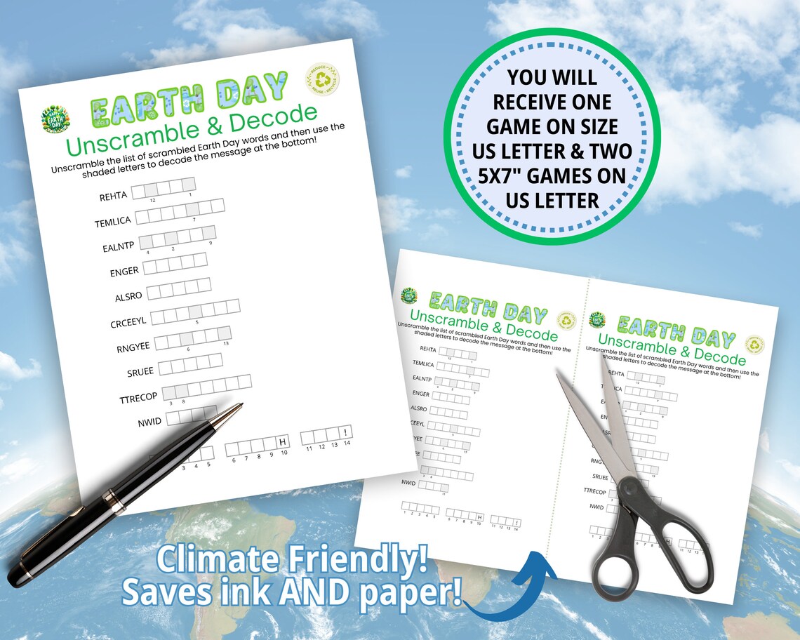 Earth Day Double Word Scramble Game, Earth Day Game, Unscramble and ...