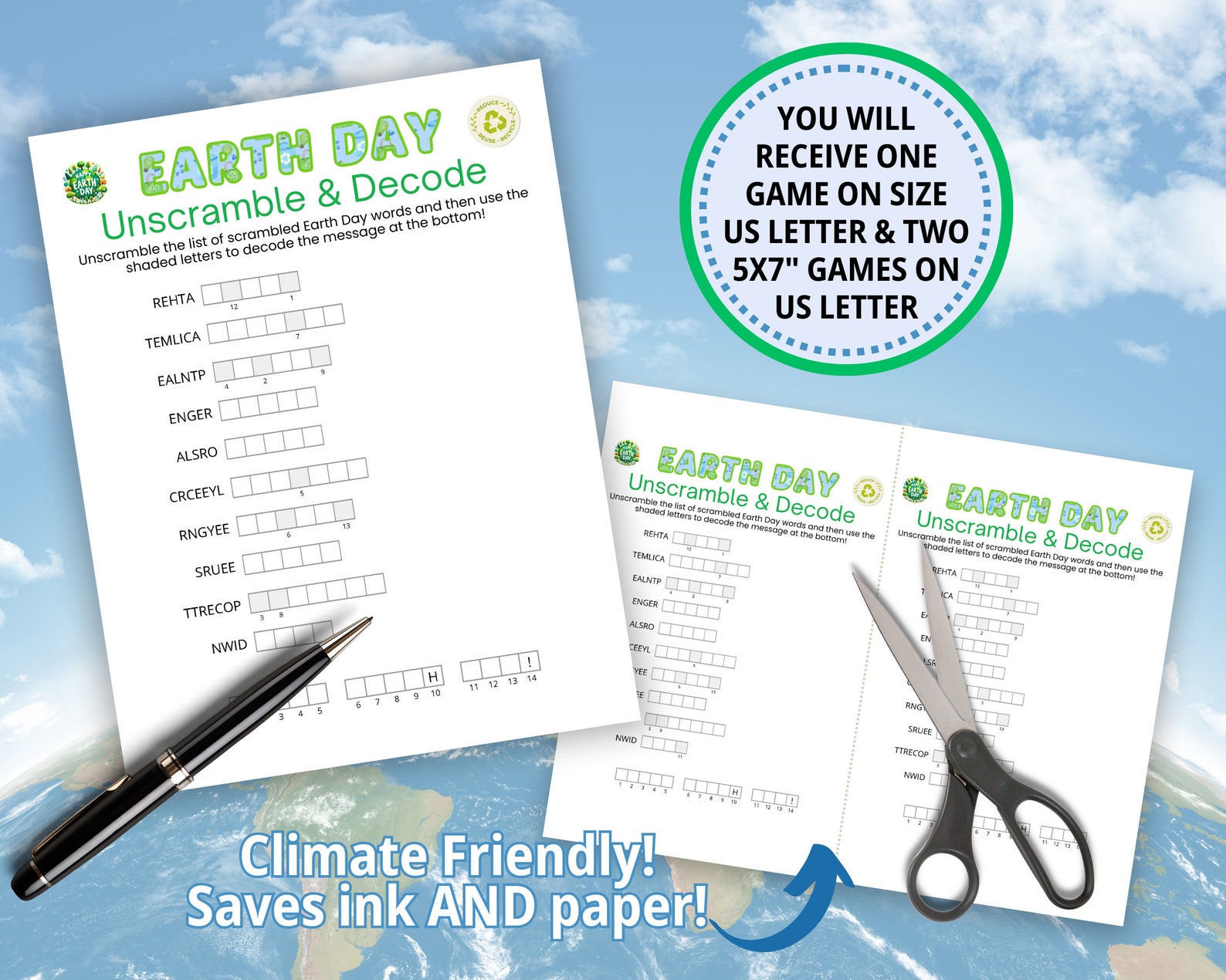 Earth Day Double Word Scramble Game, Earth Day Game, Unscramble and ...