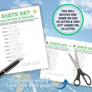 Earth Day Double Word Scramble Game, Earth Day Game, Unscramble and ...