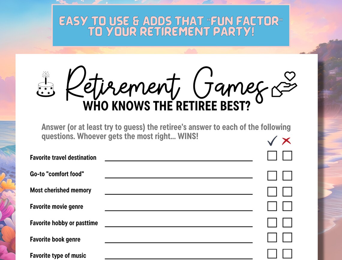 Happy Retirement Games, Who Knows the Retiree Best, Retiree Games, Ice ...