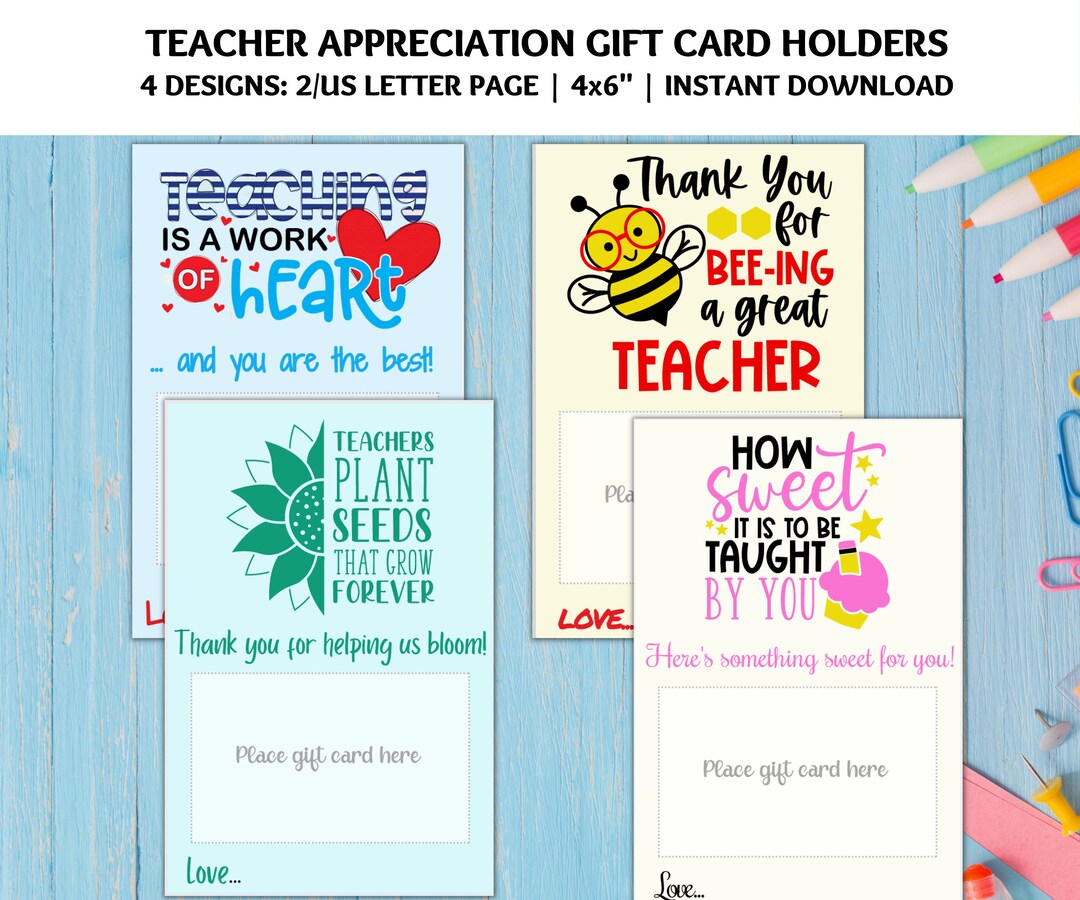 Teacher Appreciation Gift Card Holder, Best Teacher Ever Card, New ...