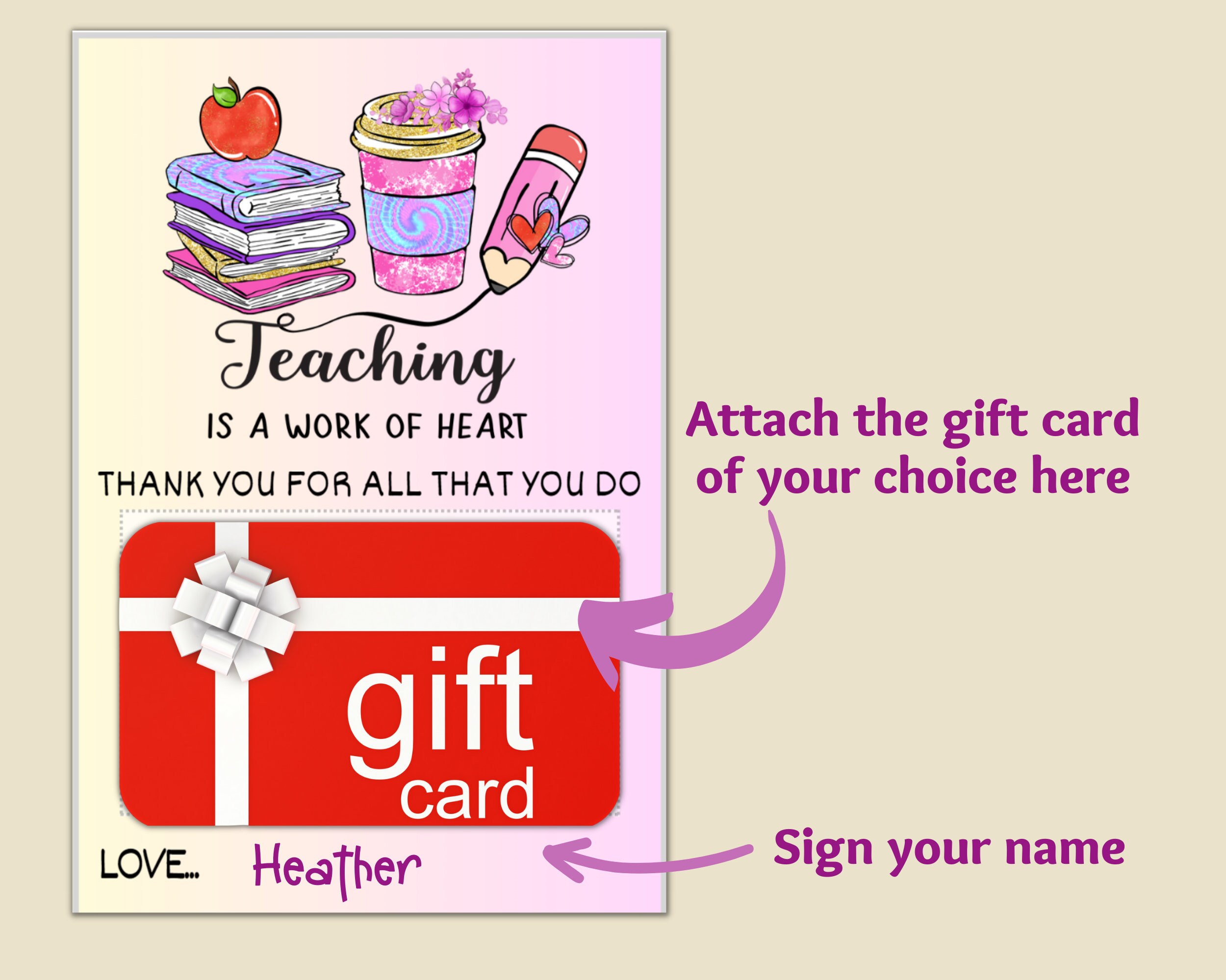 Teacher Appreciation Gift Card Holder, Best Teacher Ever Card, New ...