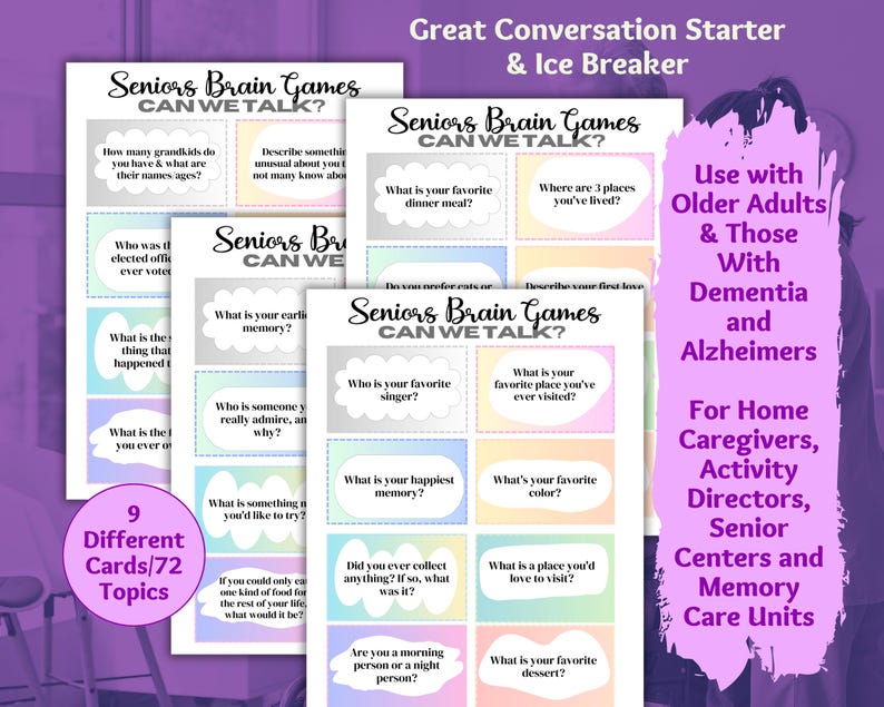 Seniors Can We Talk Game, Conversation Cards, Seniors Brain Games ...