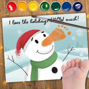 Christmas Handprint Craft, Snowman Footprint, Winter Handprint Craft ...