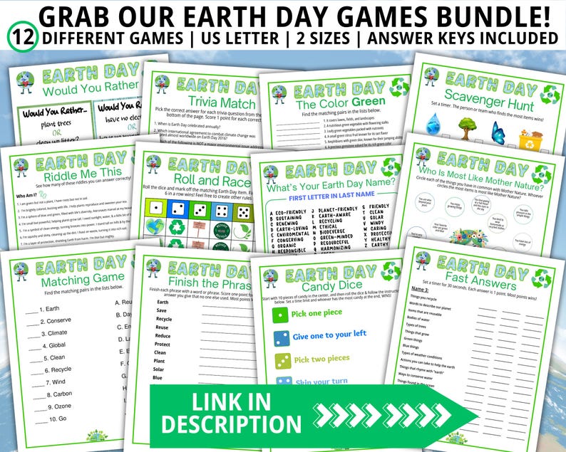 Earth Day Matching Game, Earth Day Games, Family Game Night, Games for ...
