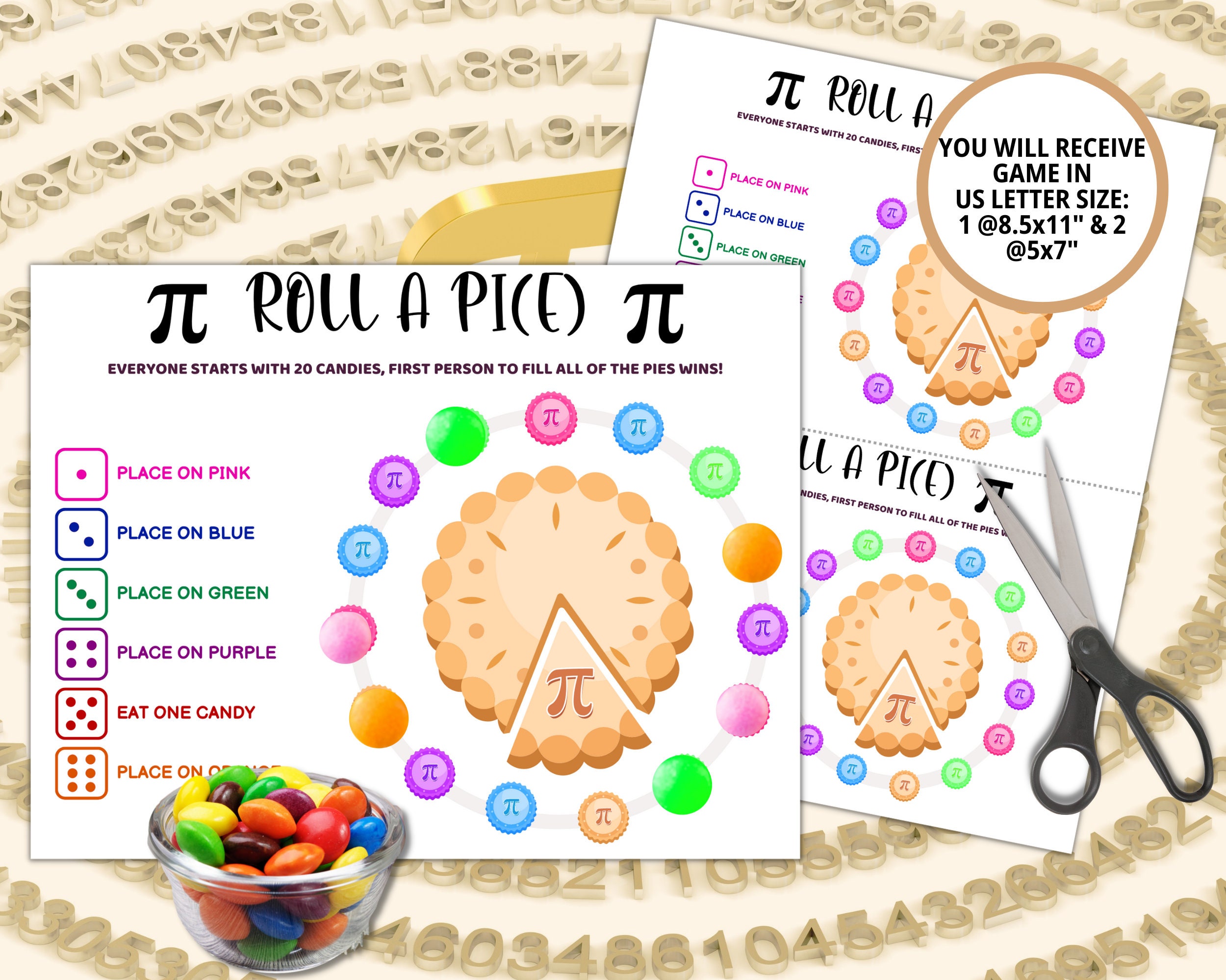 Roll a Pi Game, Pi Day Game, Pi Day Activity, Pi Day Party, School ...
