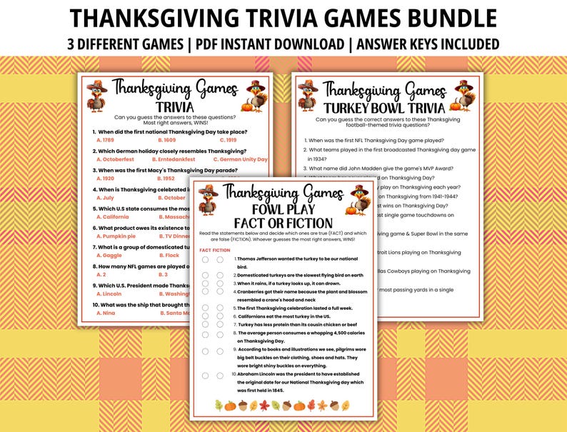 Thanksgiving Trivia Games, Thanksgiving Games, Thanksgiving Fun ...