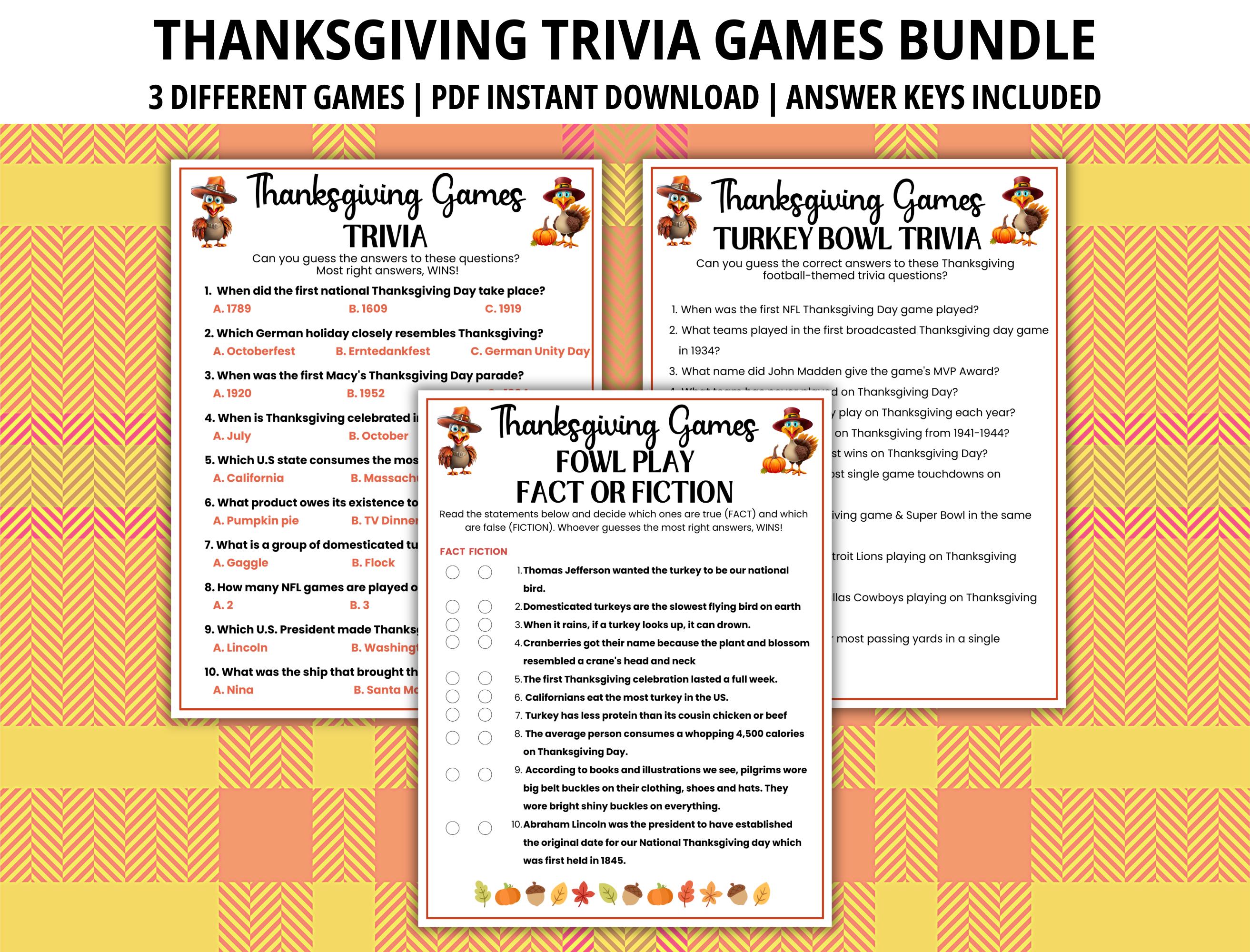 Thanksgiving Trivia Games, Thanksgiving Games, Thanksgiving Fun ...
