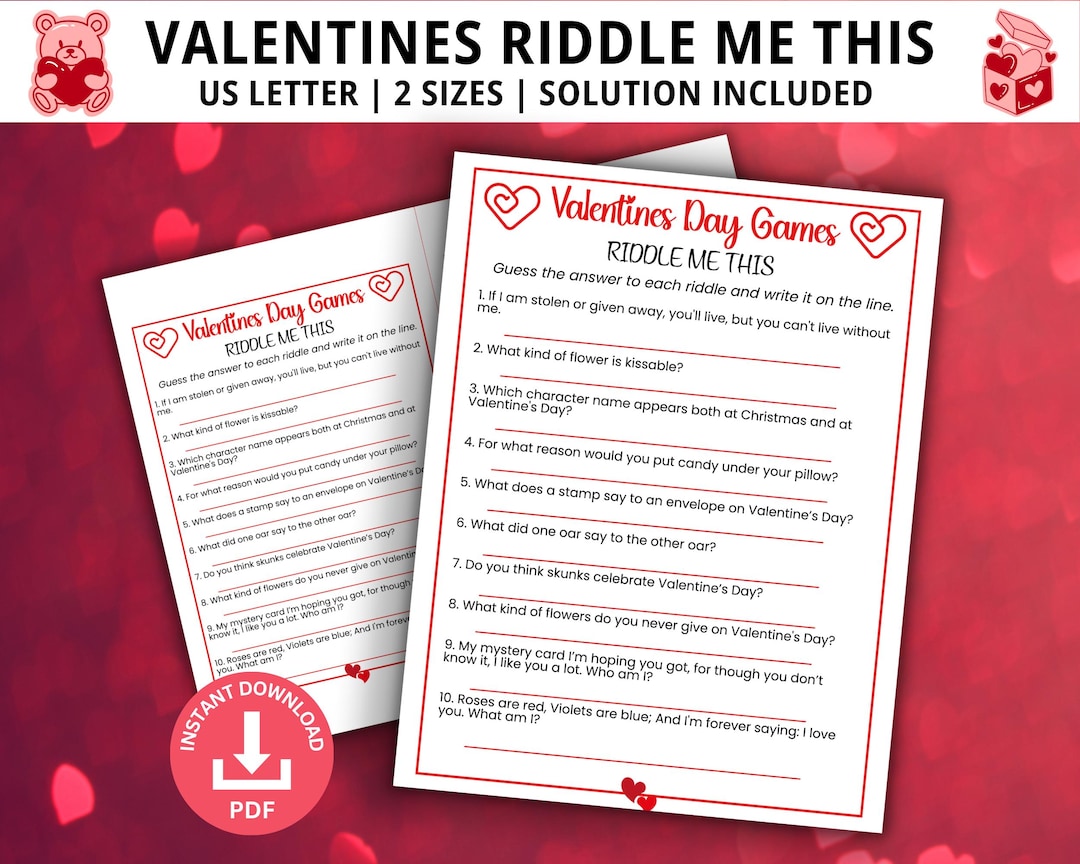 Valentines Day Riddle Game, Valentines Riddles, Valentines Riddle Me ...