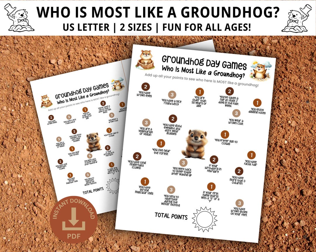 Who is Most Like a Groundhog Game, Groundhog Day Games, Family Game ...