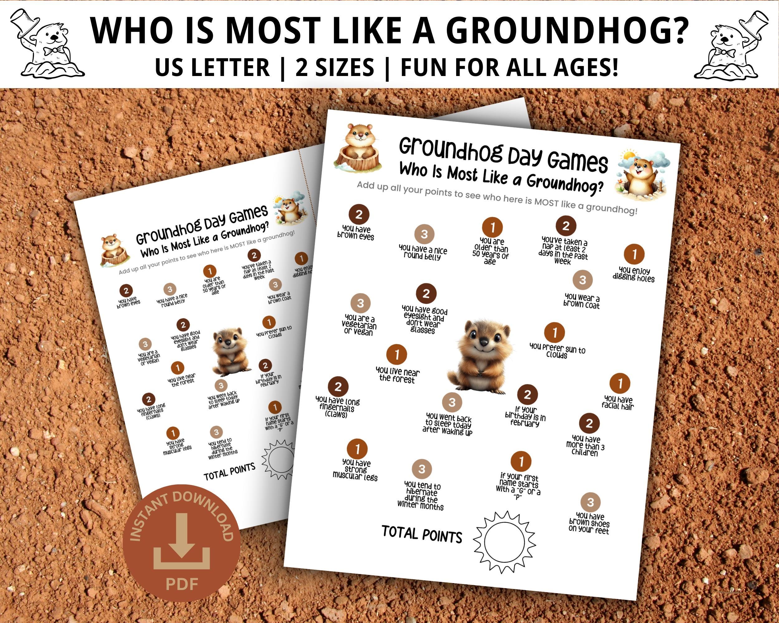 Who is Most Like a Groundhog Game, Groundhog Day Games, Family Game ...
