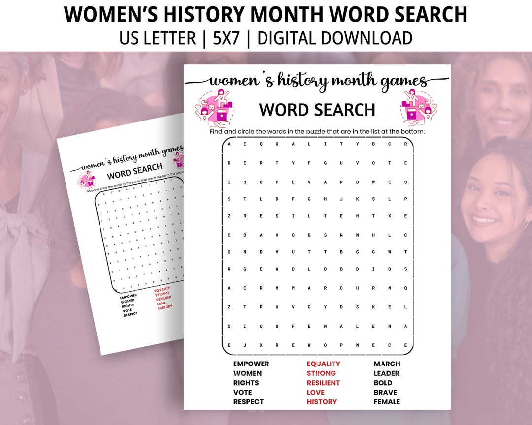 Womens History Month Word Search Game, Womens History Month, Family ...