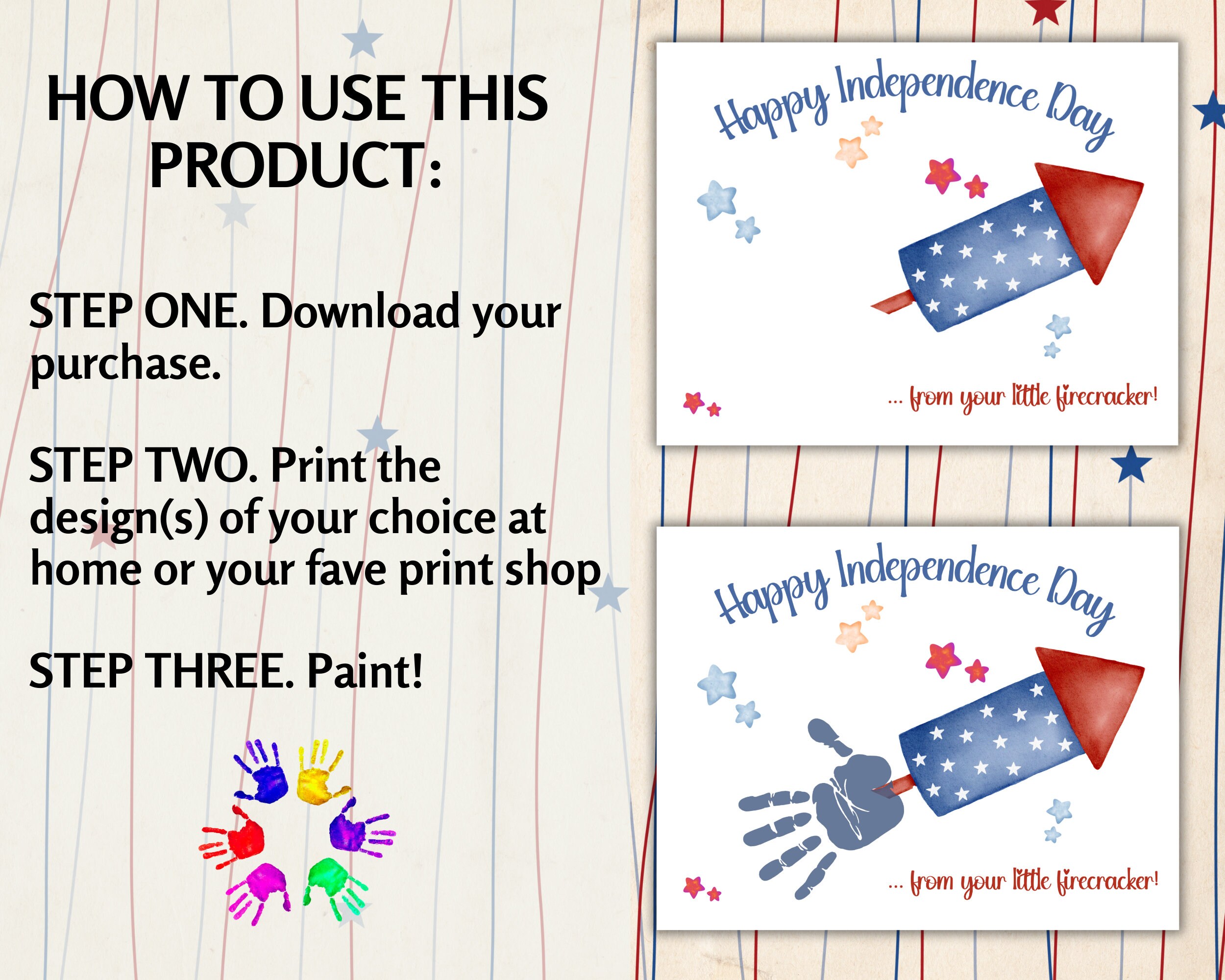 Firecracker Handprint Craft, 4th of July Handprint Craft, Patriotic ...