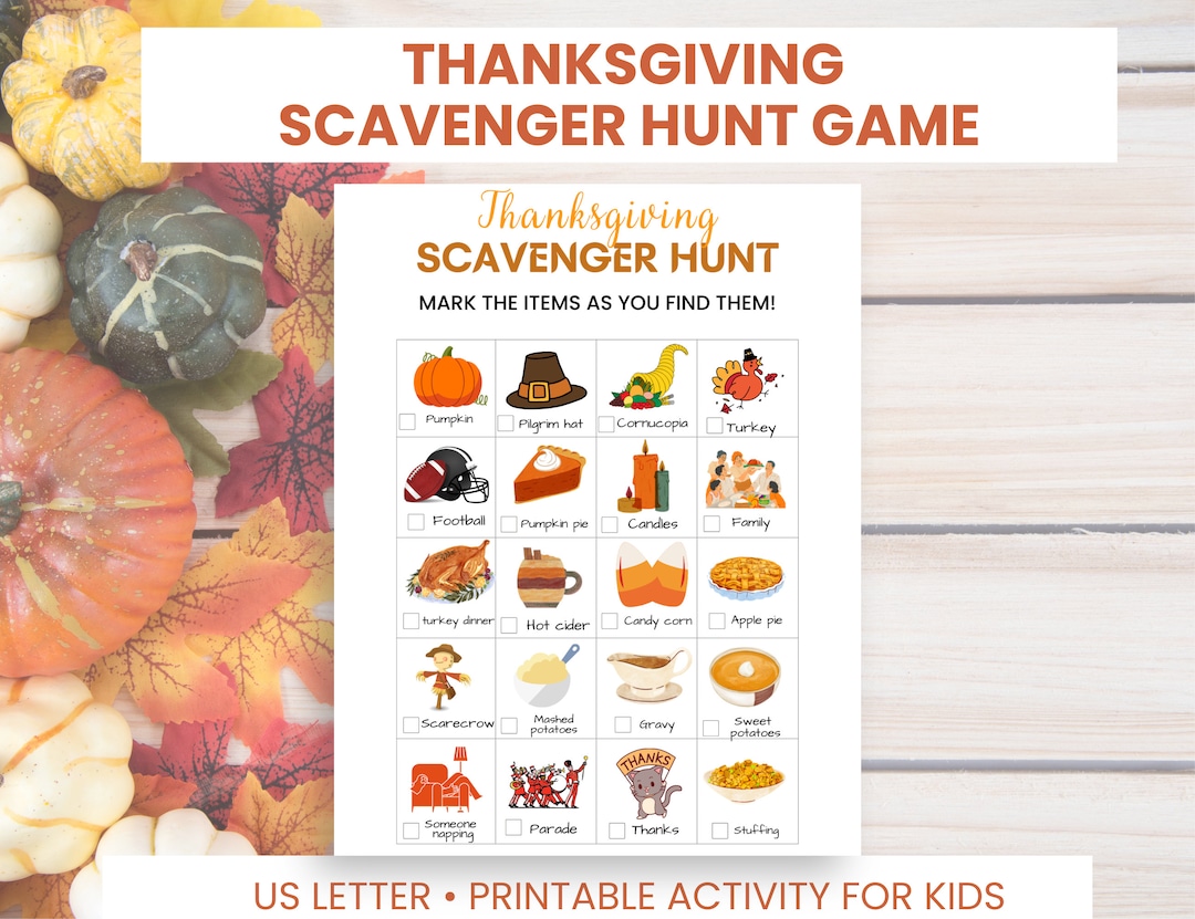 Thanksgiving Scavenger Hunt: Kids Scavenger Hunt Printable - Etsy