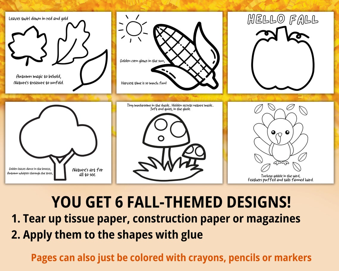 Fall Cut and Paste Craft, Torn Paper Craft, Classroom Activity, Pre ...