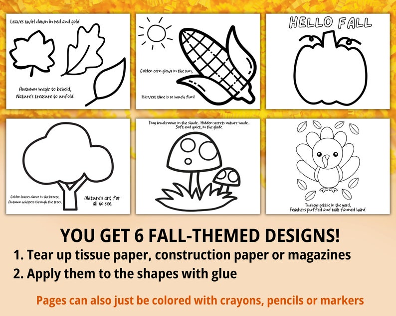 Fall Cut and Paste Craft, Torn Paper Craft, Classroom Activity, Pre ...