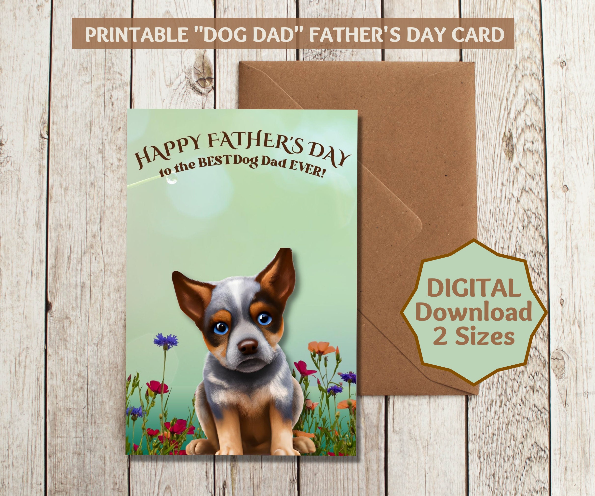 Dog Fathers Day Card, Printable, Fathers Day From Dog, Dog Dad Fathers ...