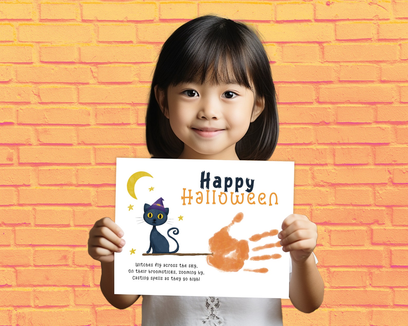 Halloween Handprint Craft, Witchy Cat Handprint, Fall Handprint Craft ...