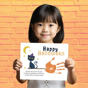 Halloween Handprint Craft, Witchy Cat Handprint, Fall Handprint Craft ...
