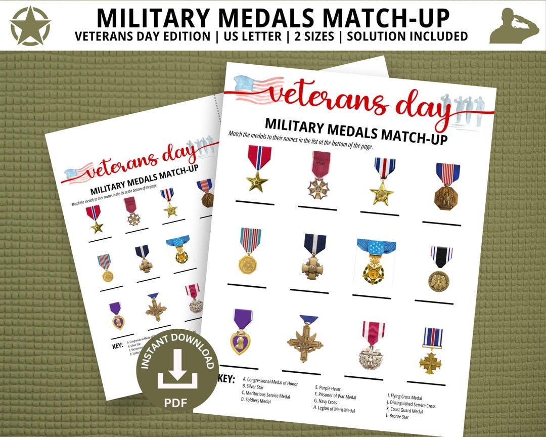 Military Medals, Matching Game, Veterans Day Games, Group Games ...