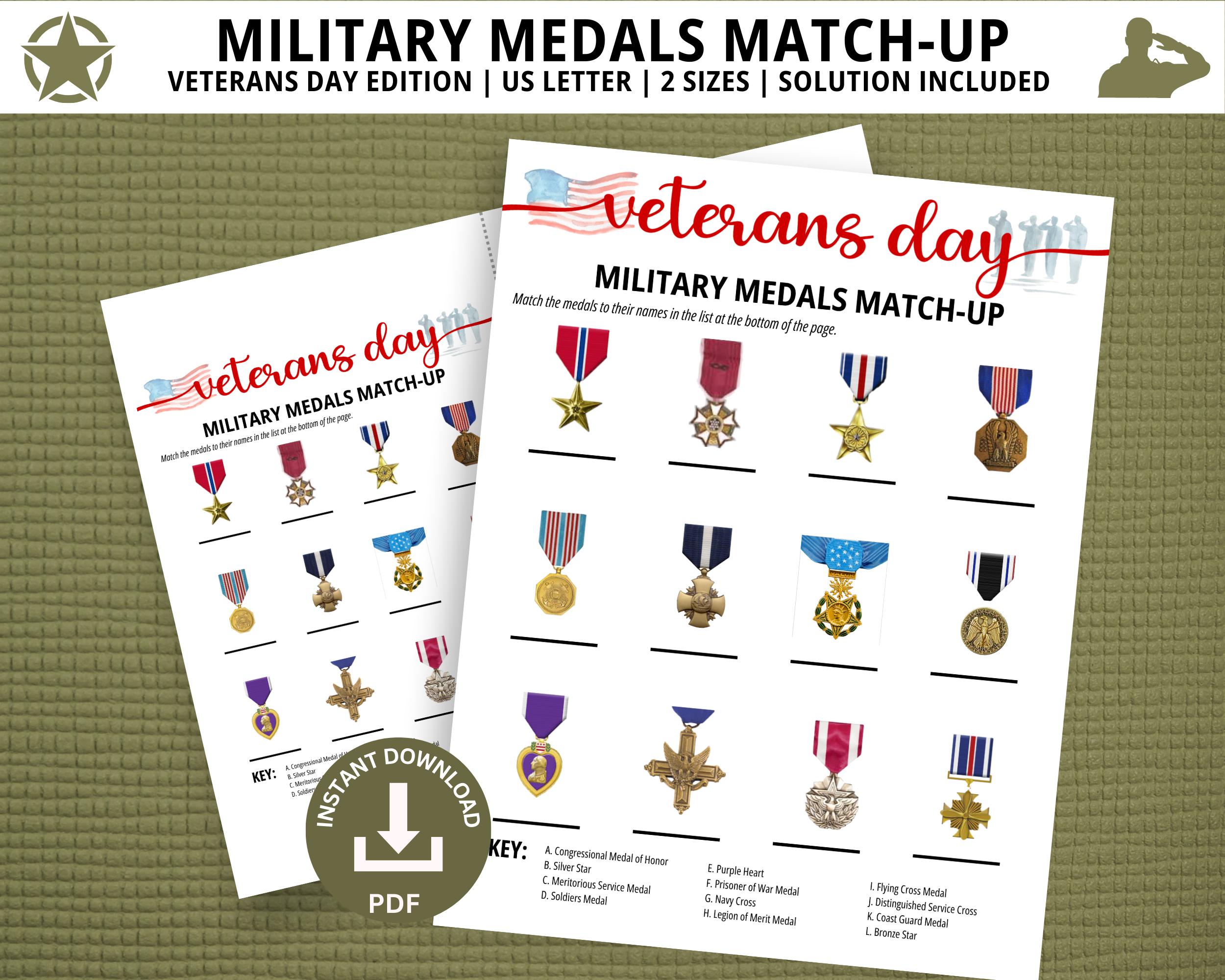 Military Medals, Matching Game, Veterans Day Games, Group Games ...