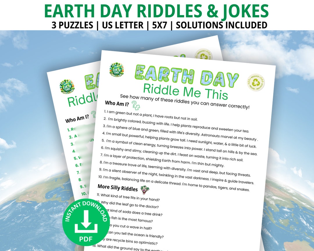 Earth Day Riddles, Earth Day Game, Family Game Night, Earth Day Trivia ...
