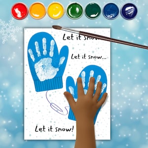 Winter Handprint Crafts, Let It Snow, Handprint Art, Winter Handprint ...