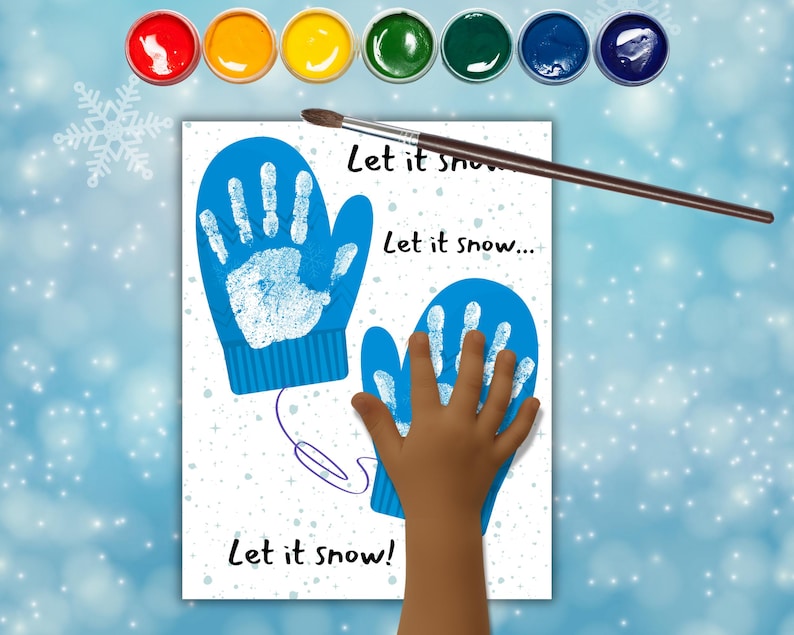 Winter Handprint Crafts, Let It Snow, Handprint Art, Winter Handprint ...