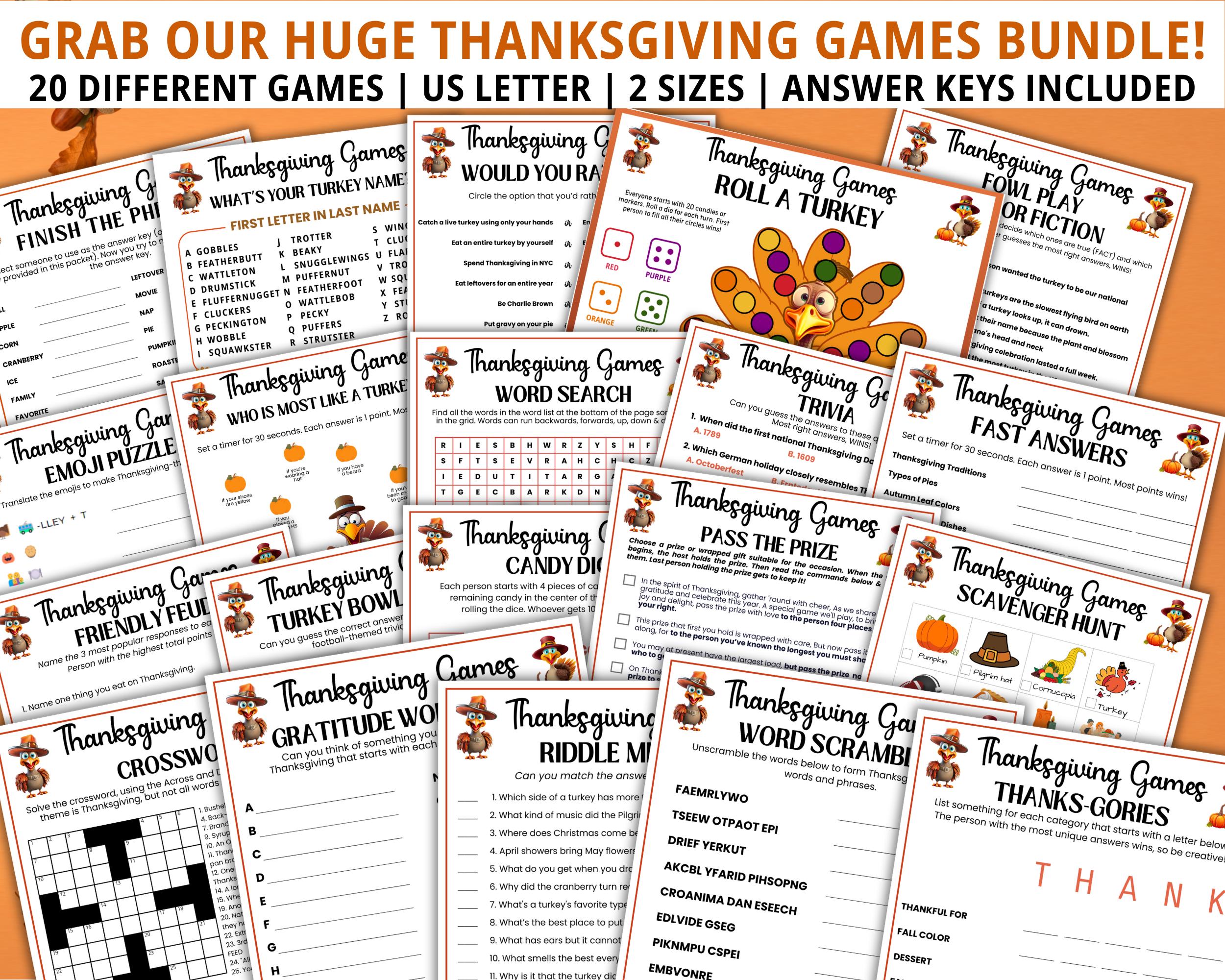 Word Scramble, Thanksgiving Edition, Thanksgiving Game, Friendsgiving ...