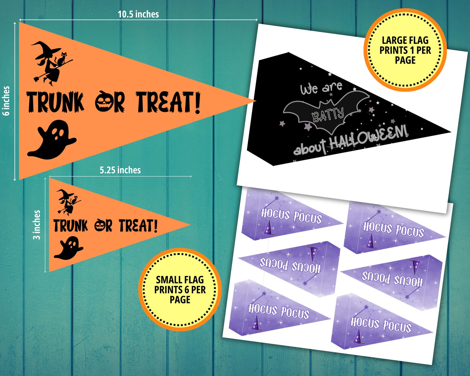 Halloween Pennant Flags, Triangle Flag, Halloween Flag, Trunk or Treat ...
