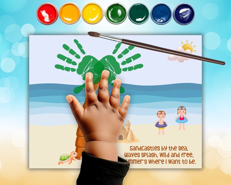 Summer Handprint Craft, Beach Handprint Craft, Summer Handprint Art ...
