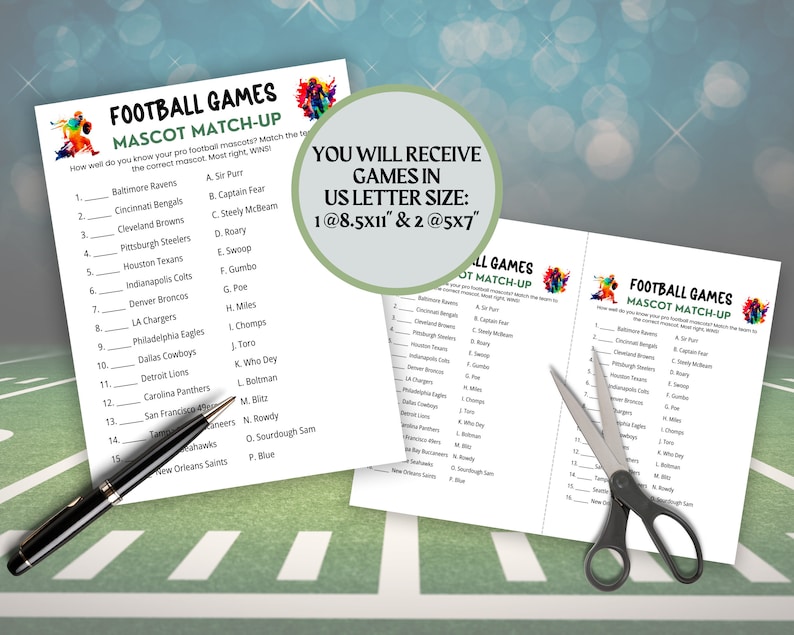 Football Matching Game, Match the Mascot, Football Trivia, the Big Game ...
