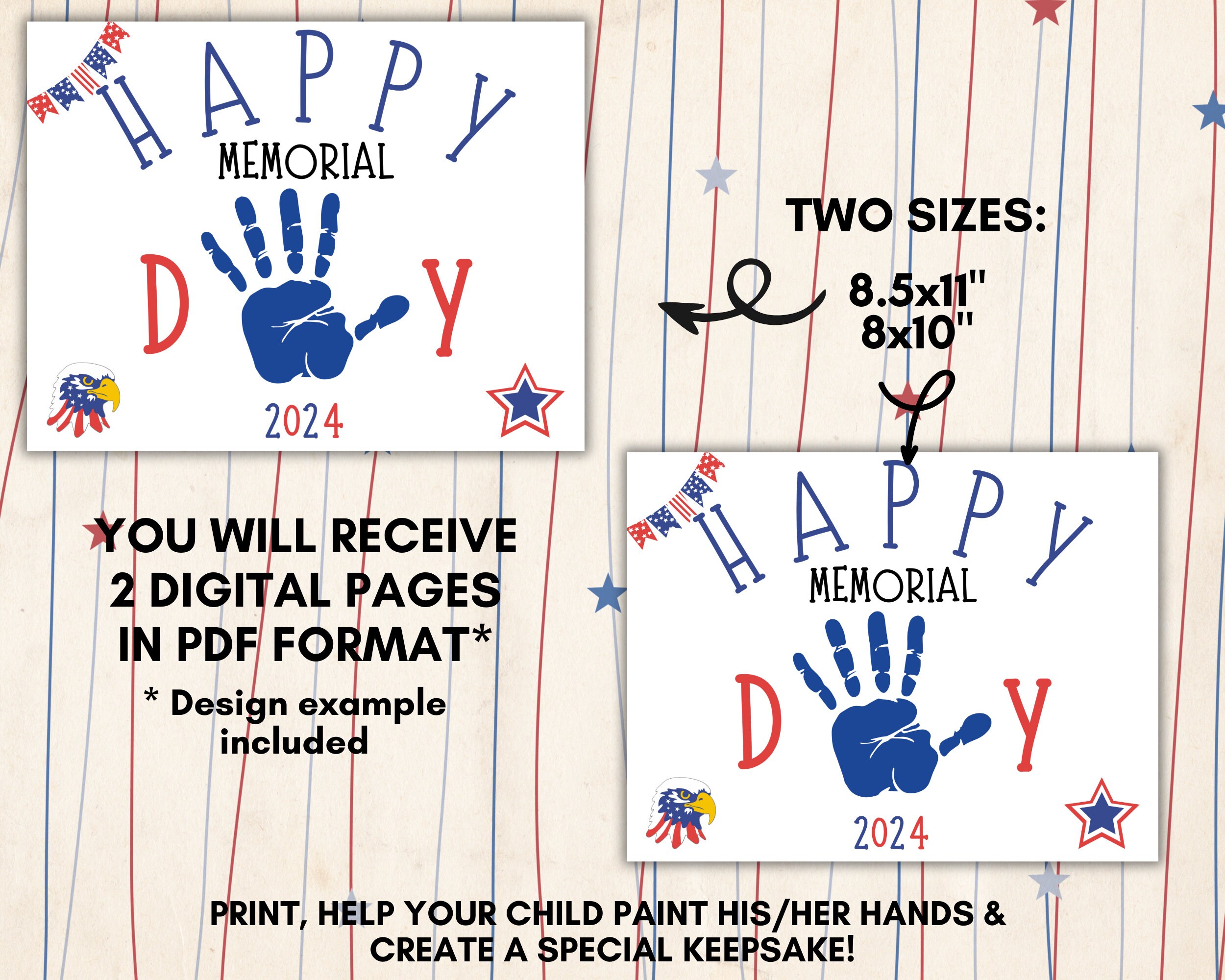 Memorial Day Handprint Craft, Patriotic Handprint Art, Handprint Sign ...