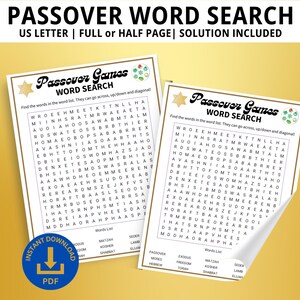 Passover Word Search, Passover Games, Jewish Games, Passover Holiday ...