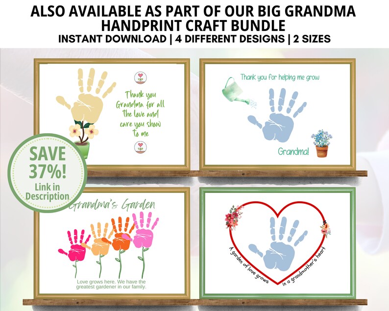 Grandma Handprint Craft Bundle, Help Me Grow, Mothers Day Handprint Art ...