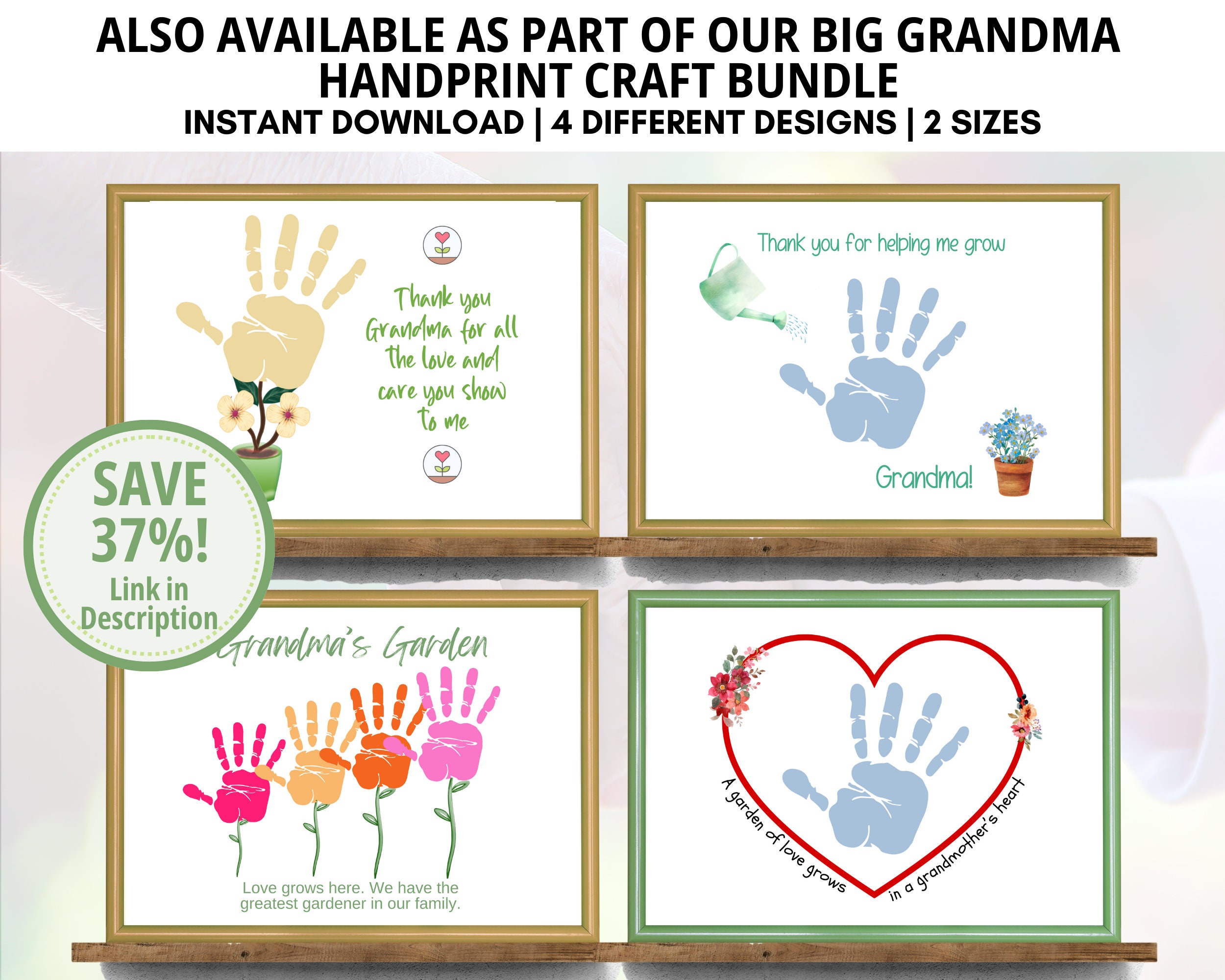 Grandma Handprint Craft Bundle, Help Me Grow, Mothers Day Handprint Art ...