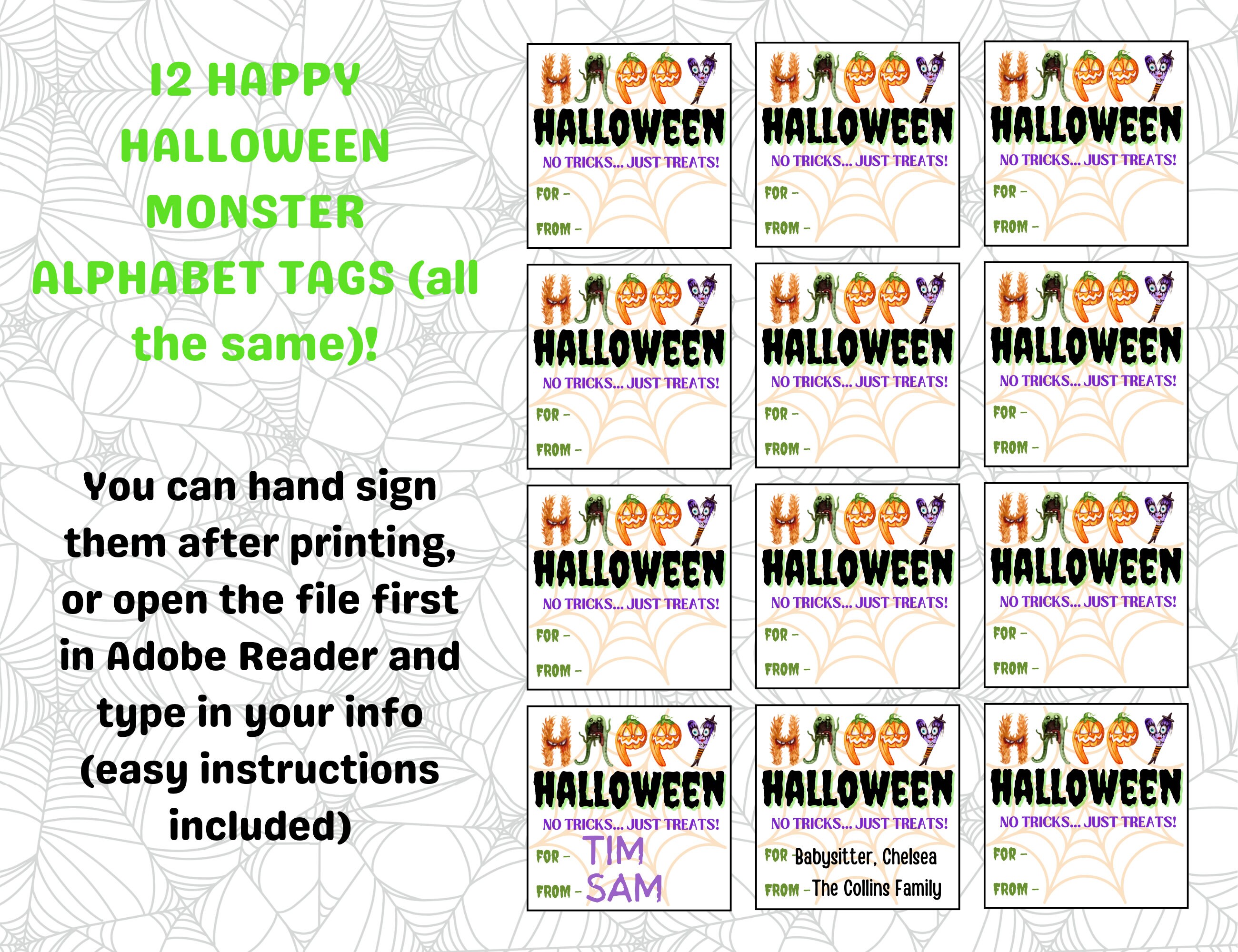 Editable & Printable HALLOWEEN Favor Bag Tags Halloween - Etsy
