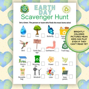 Earth Day Scavenger Hunt, Earth Day Games, Kid Scavenger Hunt, Family ...