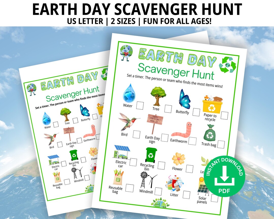 Earth Day Scavenger Hunt, Earth Day Games, Kid Scavenger Hunt, Family ...