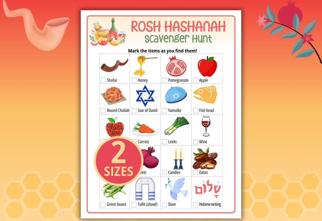 Rosh Hashana Scavenger Hunt, Rosh Hashanah Games, Jewish Games, Family ...