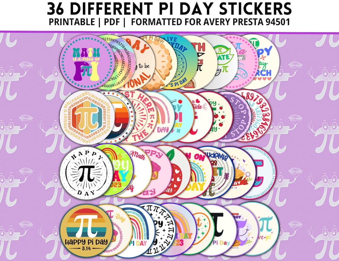 Pi Day Stickers, 3 Collections Bundle, Printable Stickers, Pi Day Decor ...