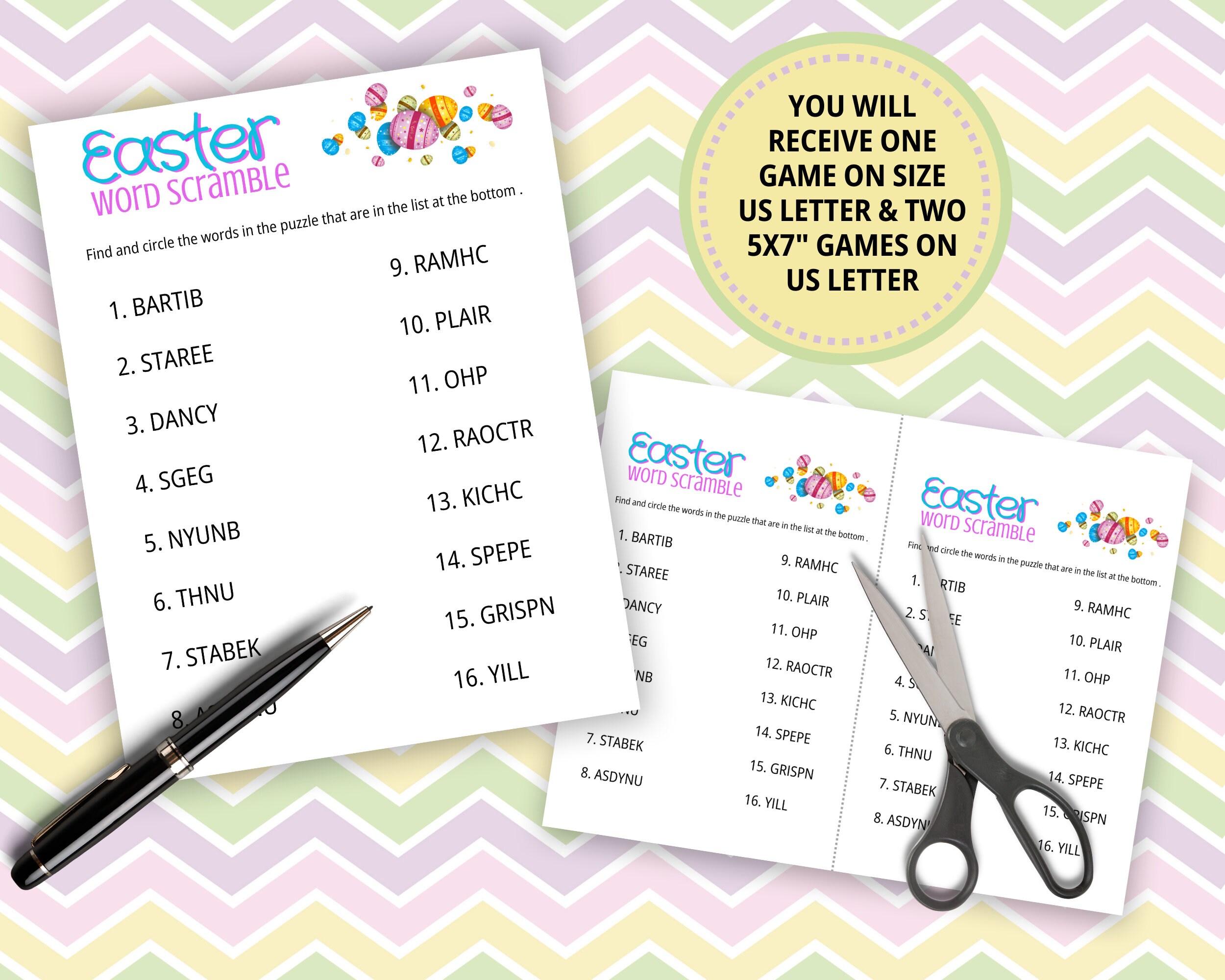 Easter Word Scramble Game, Easter Games, Printable Word Scramble for ...