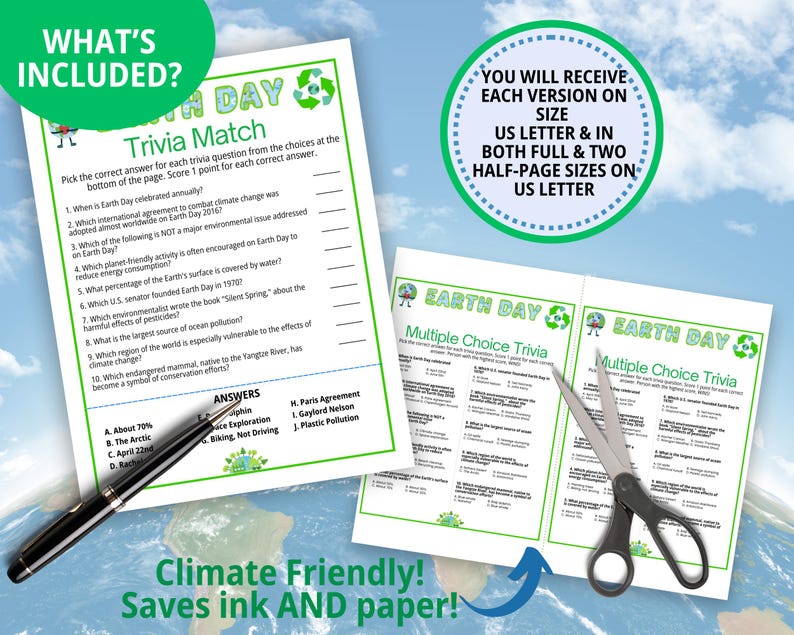 Earth Day Trivia Game, Earth Day Game, Family Game Night, Earth Day ...