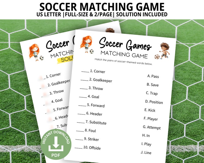 Soccer Matching Game, Soccer Games, Group Games, Soccer Birthday Party ...