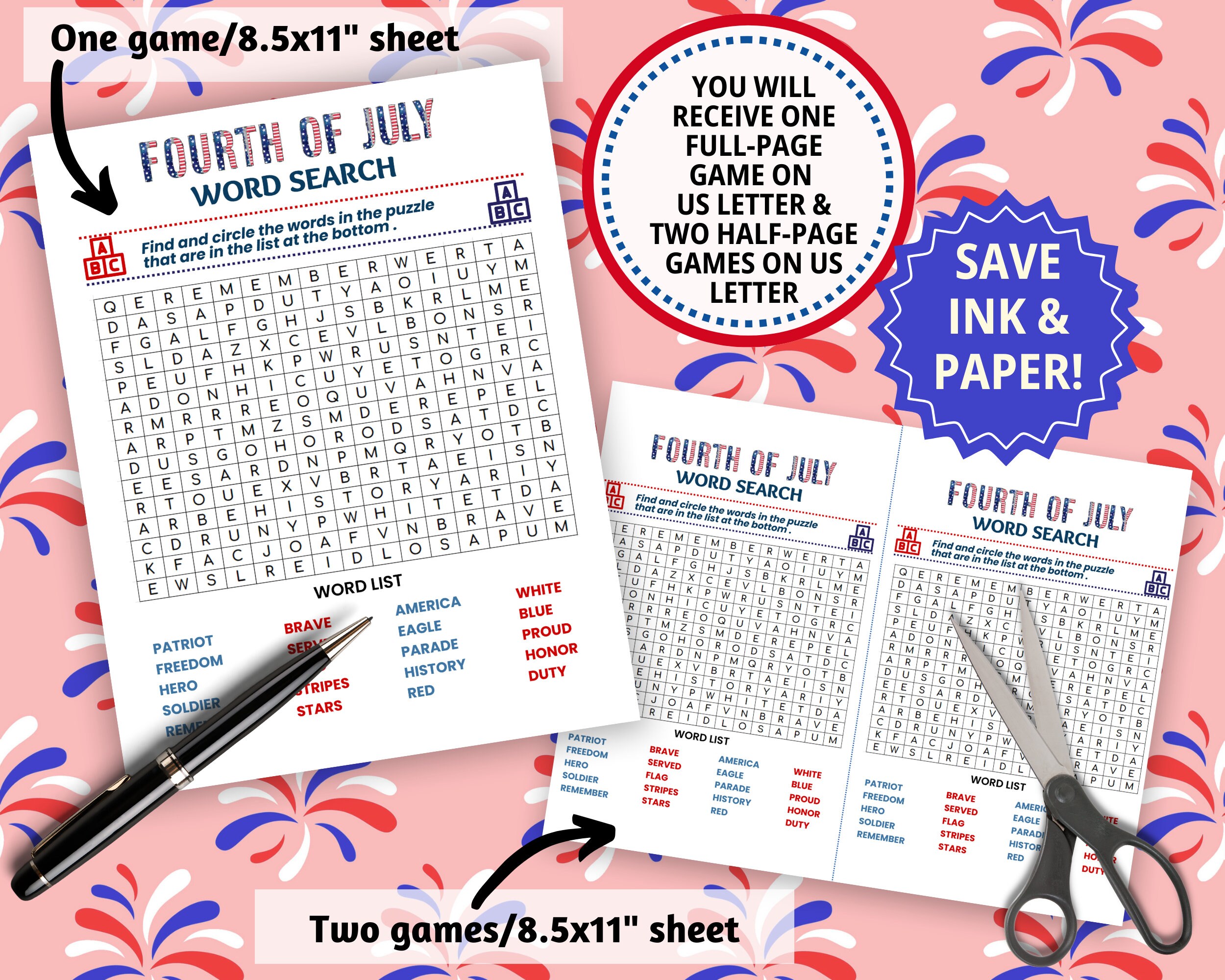 4th of July Word Search Game, Fourth of July Games, Group Games ...