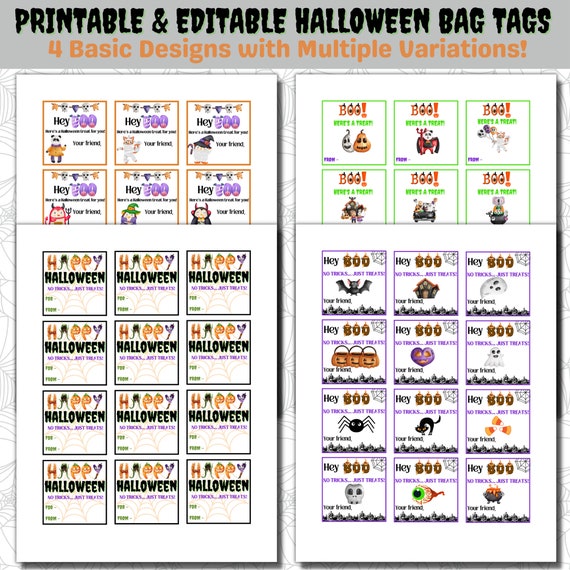 Editable & Printable HALLOWEEN Favor Bag Tags Halloween - Etsy
